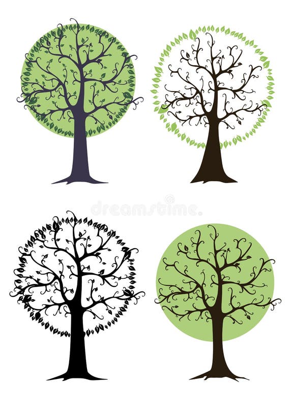 Logo Vector Green Tree Crown Root Stock Vector - Illustration of line ...