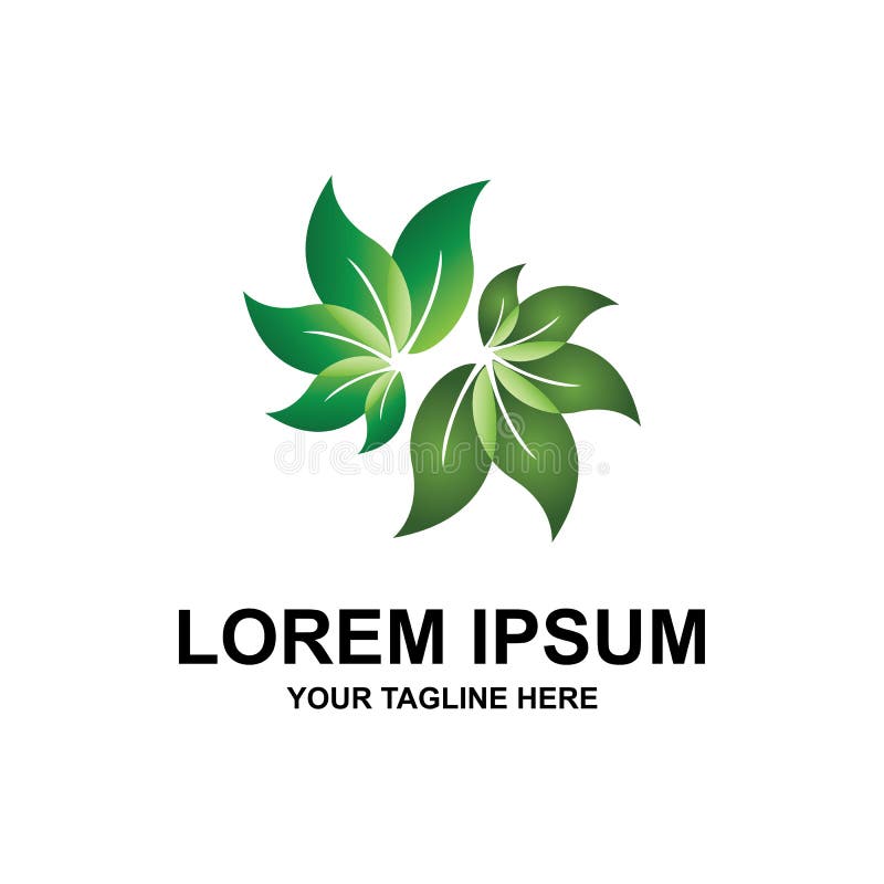 Logo Vector Icono Hoja Verde Simple Stock de ilustración - Ilustración ...