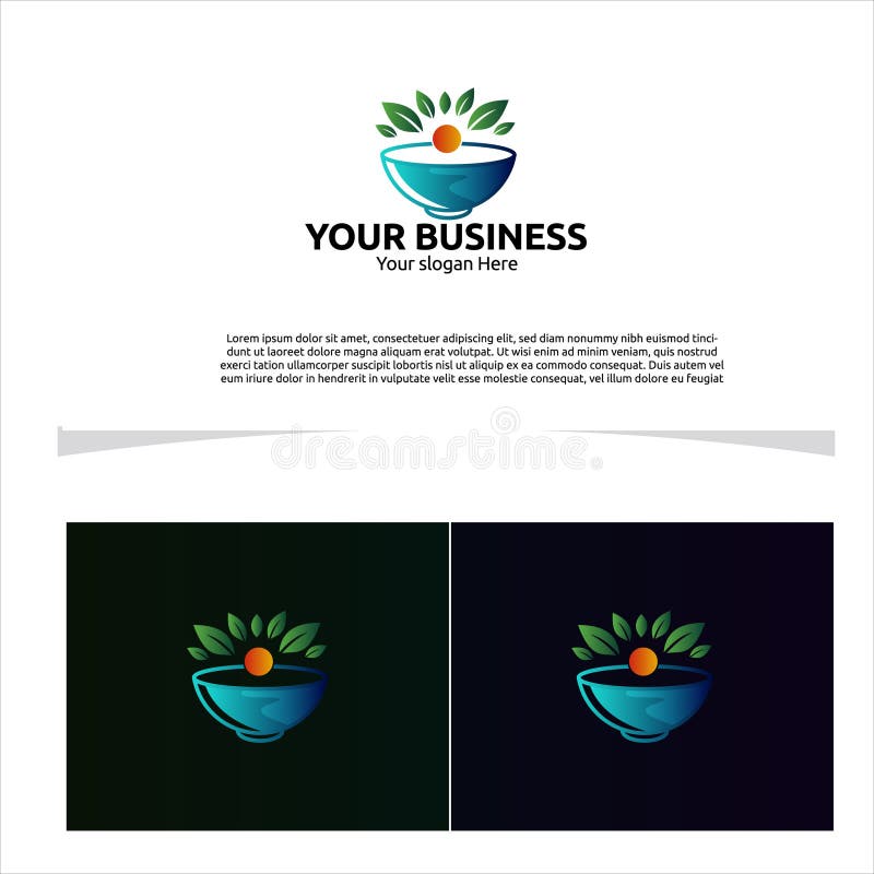 Logo Vector Template Concept a Balanced Bowl Design with Leafy Details ...