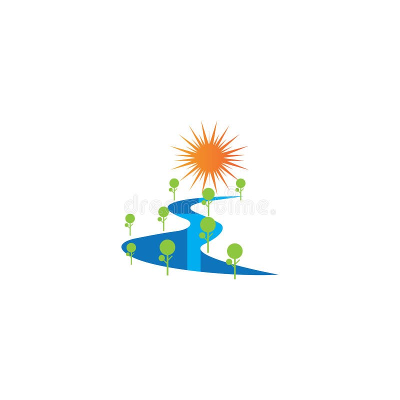 Logo Vectoriel Simple Du Soleil Et De L'icône Du Fleuve Illustration de ...