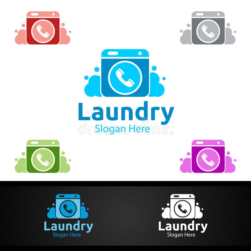 Logo Voor Wasgoed En Droog Wasgoed Met Wasgoed En Wasgoed Vector ...