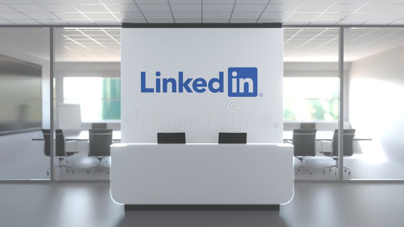 LINKEDIN Logo Above Reception Desk in the Modern Office, Editorial ...
