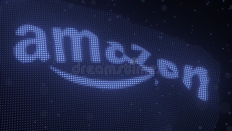 AMAZON Logo on a Waving Digital Flag, Looping 3d Animation Stock Video ...