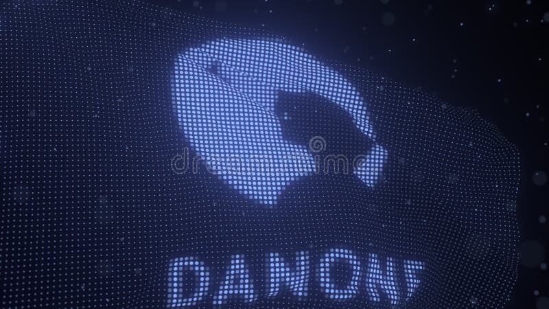 DANONE Logo on a Waving Digital Flag, Looping 3d Animation Stock ...