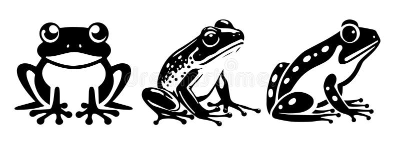 Frogs, Vector Illustration on a White Background. Silhouette Shape for ...