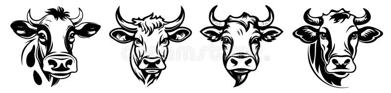 Cow Heads Vector Illustration Silhouette Shapes Stock Vector ...