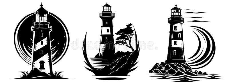 Lighthouse, Black Vector Illustration Silhouette Stock Vector ...