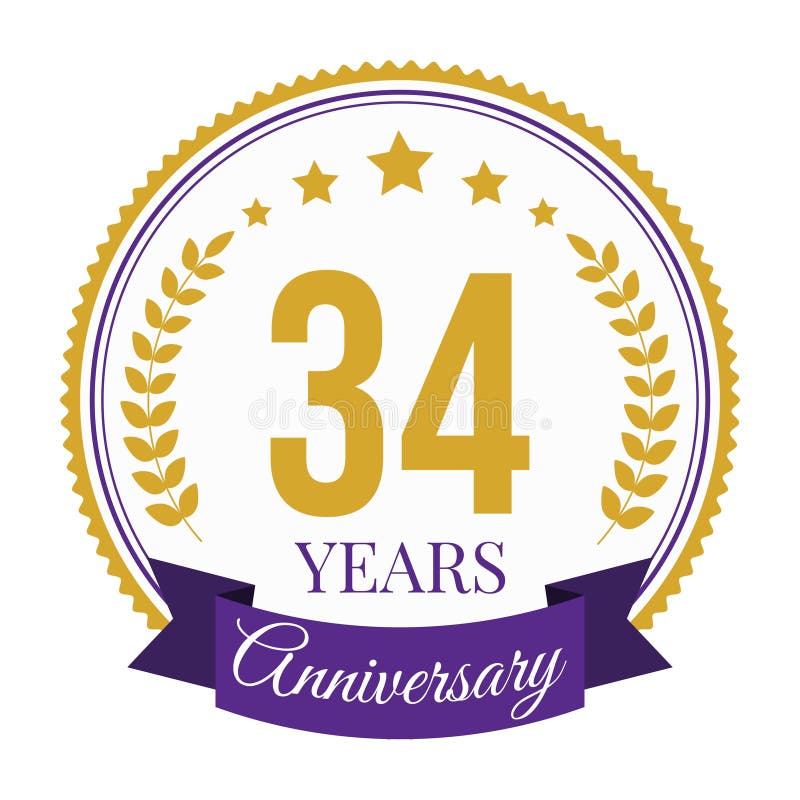 Logo 34 Years Anniversary Celebration Design Template. Stock ...