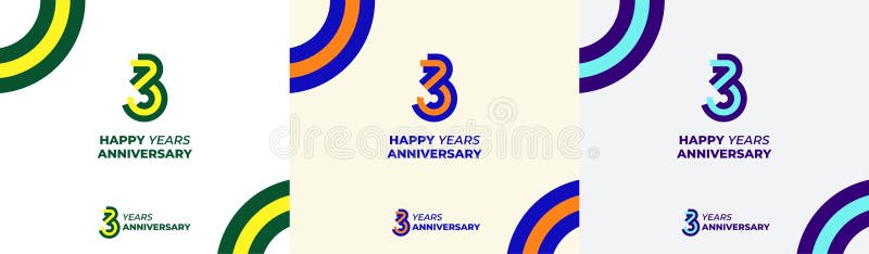 Logo Years Modern Line Colorful 3th, 3th Happy Anniversary Stock Vector ...