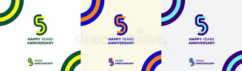 Logo Years Modern Line Colorful 5th, 5th Happy Anniversary Stock Vector ...