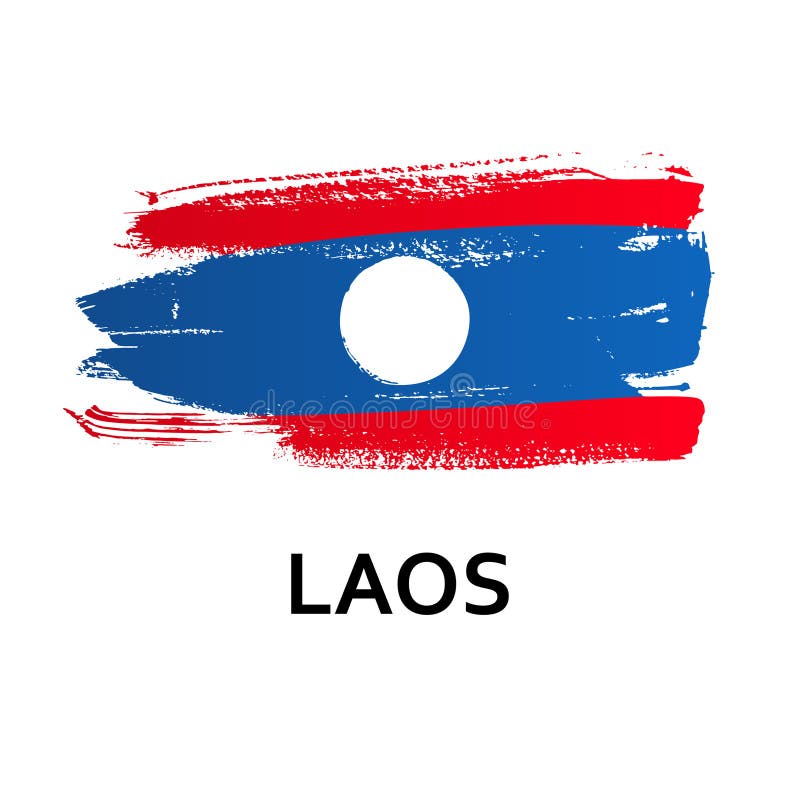 Flag of Laos Isolated on White Background. Hand-drawn Illustration ...