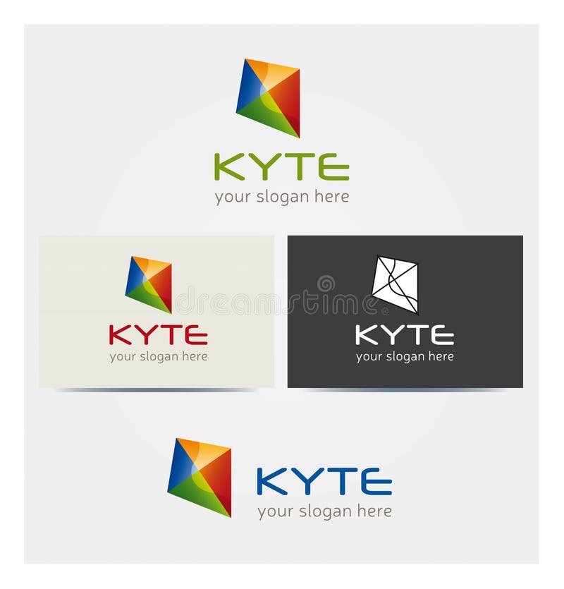 Logo Kyte Shape, Business Icon, Card Mock Up in Several Colors Stock ...