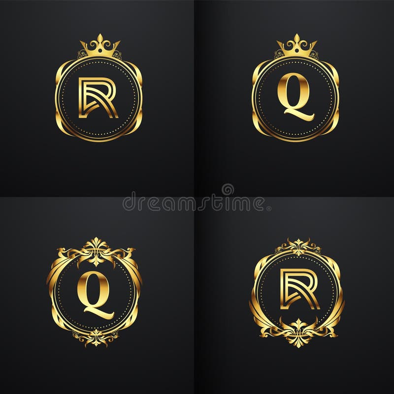 Luxury Letter Q and R with Gold Color Logo Template Premium Vector ...