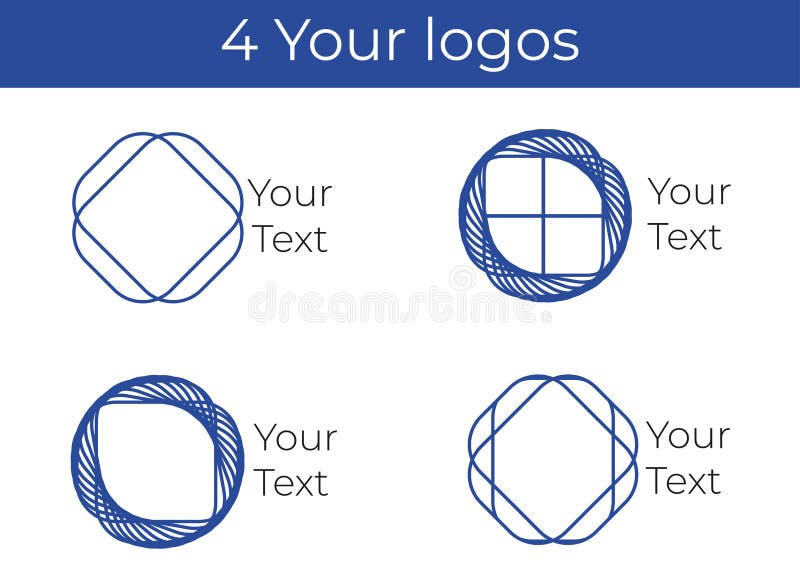 Four logos in blue colors. stock vector. Illustration of geometric ...
