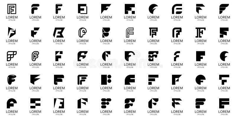 Logos Collection with Letter F Stock Illustration - Illustration of ...
