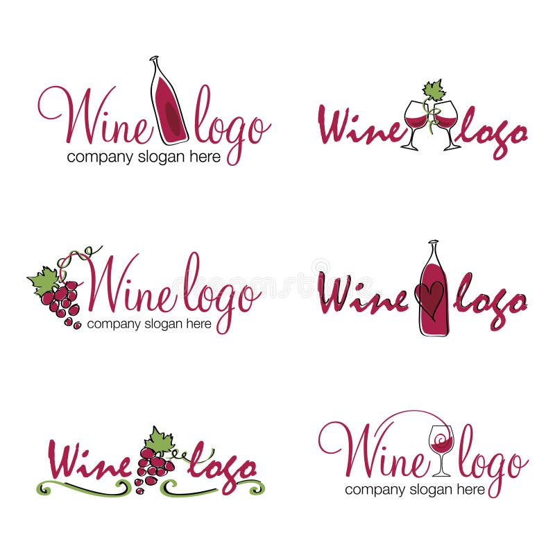 Ensemble De Logos De Vin Avec Des Rubans Illustration de Vecteur ...