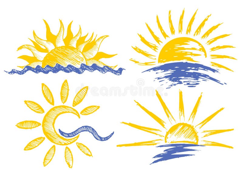 Logos di Sun con il mare illustrazione vettoriale. Illustrazione di ...