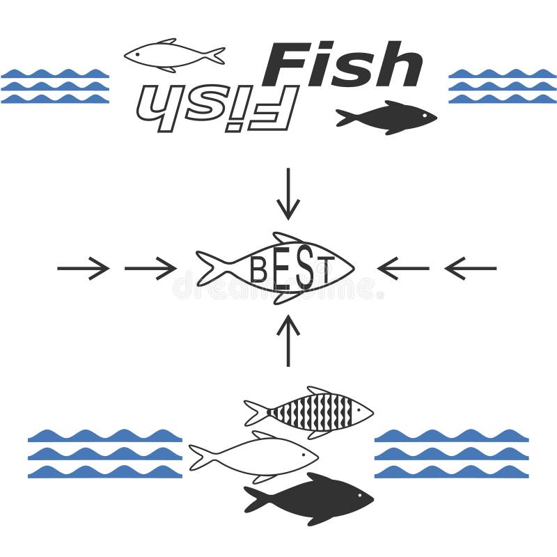 Logos of Fish Swimming in the Ocean Stock Vector - Illustration of ...