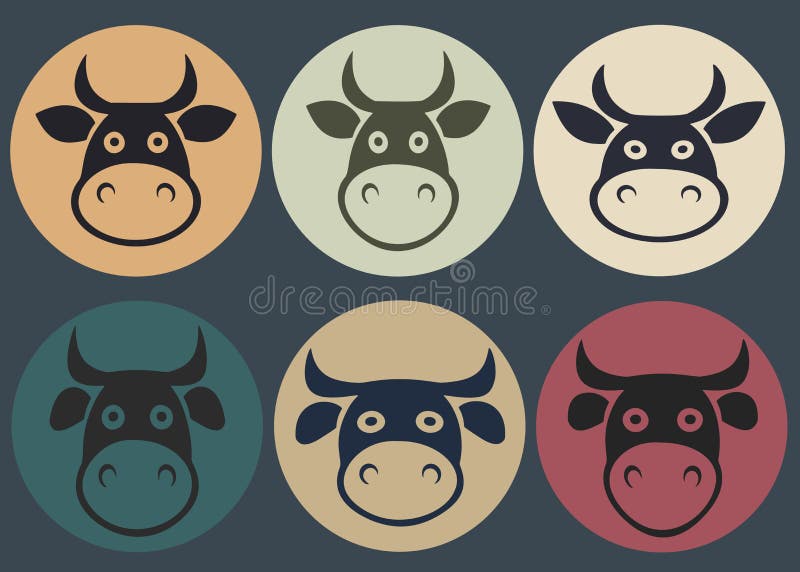 Logos Of Funny Cows In The Set Stock Vector - Illustration of vector ...