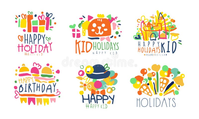 Logos for the Holiday. Set of Vector Illustrations. Stock Vector ...