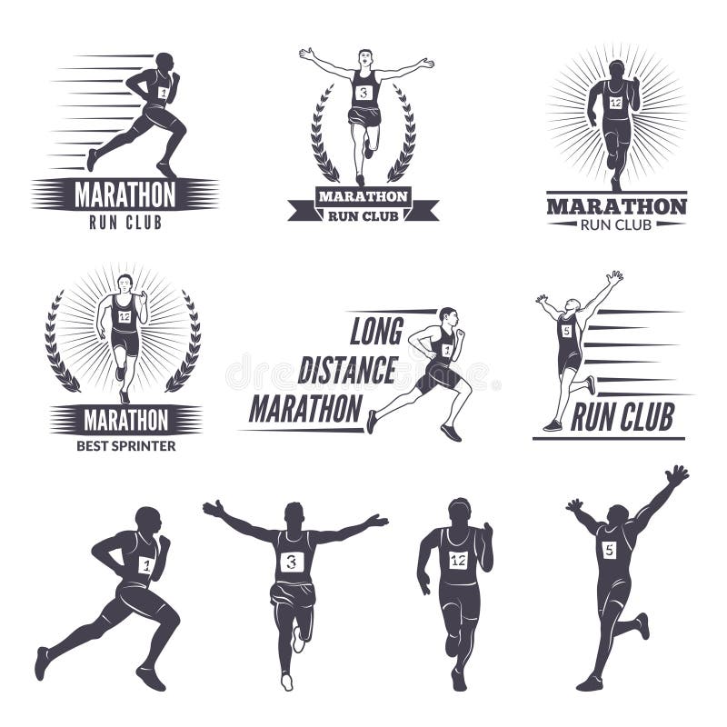 Running Club Poster. Marathon Winners Sportsmen Athletes Fitness for ...