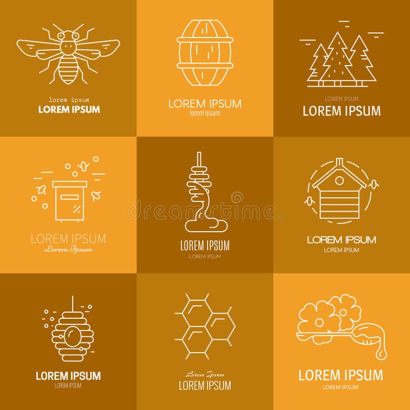 Logos mit Honig vektor abbildung. Illustration von bienenwabe - 84430822