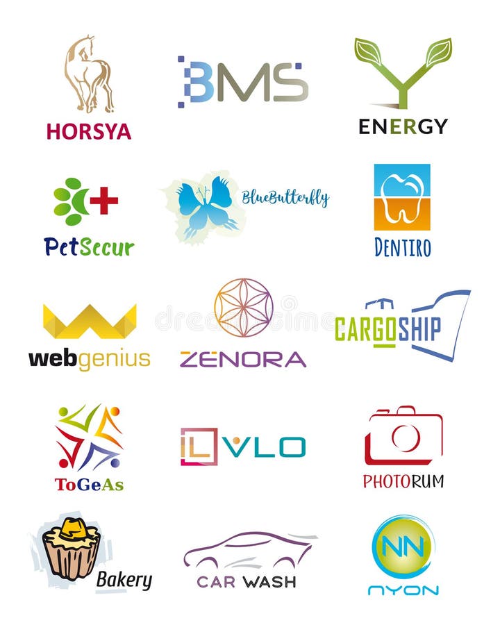 Set of Fifteen Modern Logo Icons - Various Elements - Vector ...