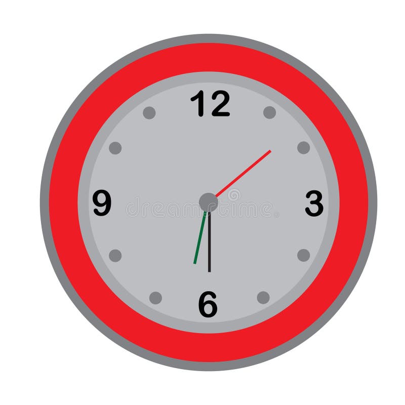 Flat Red Clock Vector Art Drawing Stock Illustration - Illustration of ...