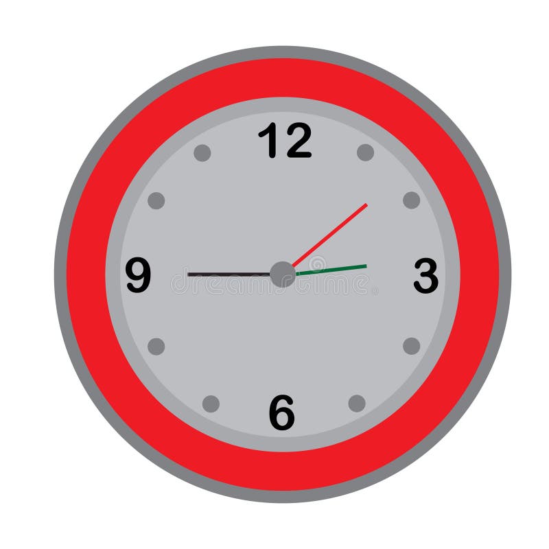 Quarter To 3 - Red Wall Clock Illustration Vector Stock Illustration ...