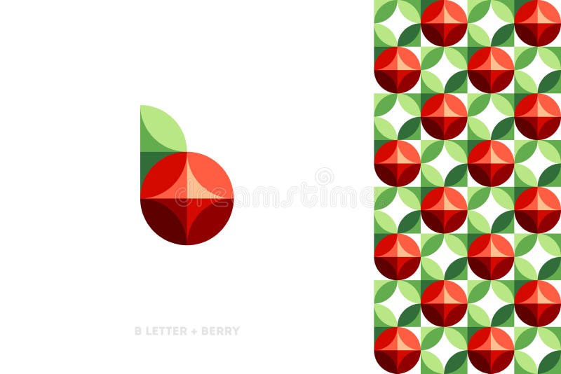 Logoschablone Oder Ikone Der Roten Beere Mit Blatt Und Muster Vektor ...