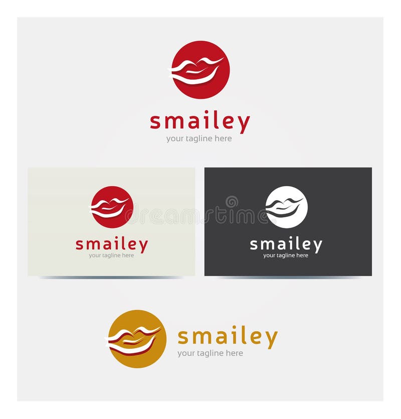 Mouth Smile Icon, Logo for Corporate Business, Card Mock Up in Several ...