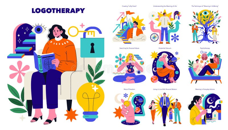 Logotherapy. Flat Vector Illustration Stock Illustration - Illustration ...