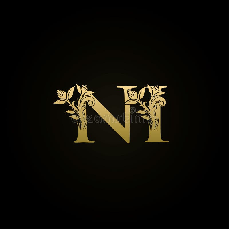 Logotipo Con Clase Del Oro De La Letra Del NI Stock de ilustración ...