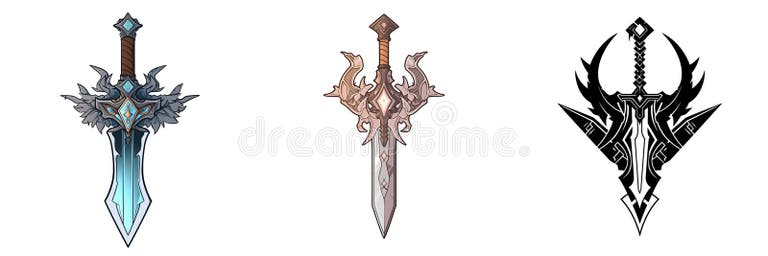 Logotipo 2d Da Espada Gerado Imagem de Stock - Imagem de armamento ...