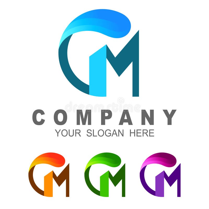 Logótipo Das Letras CM, Logotipo Da Letra Cm Com Onda Ilustração do ...