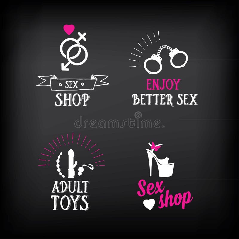 Logotipo De La Tienda Del Sexo Y Diseño De La Insignia Vector Con El