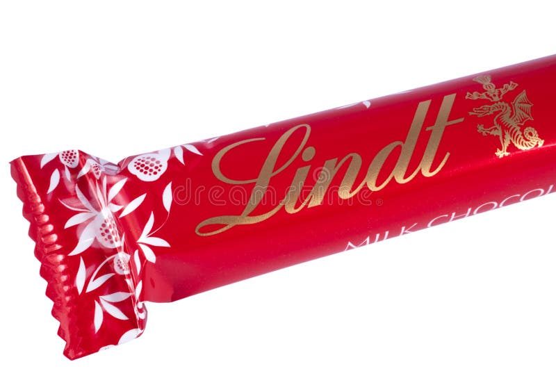 Barra De Chocolate Alaranjada Do Leite De Lindt Lindor Fotografia ...