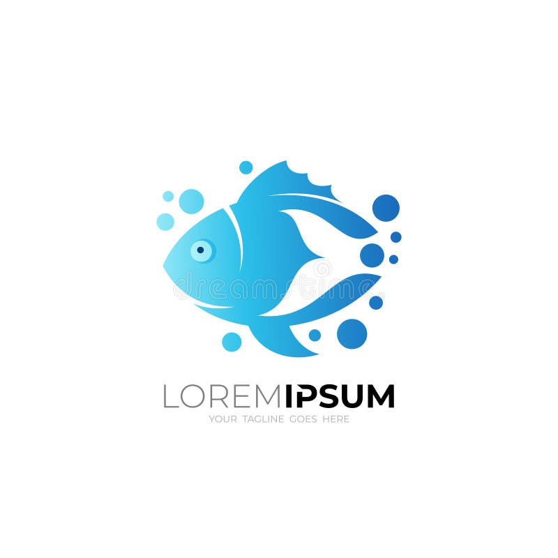 Logotipo De Peixe Com Cor Azul Ilustração do Vetor - Ilustração de vida ...