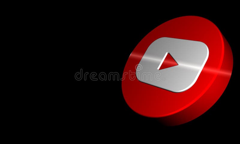 Logotipo De Representación 3d Del Botón De Youtube Aislado En Fondo Negro Foto Editorial