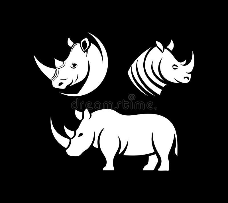 Logotipo De Rinoceronte Blanco Y Negro Ilustración del Vector ...
