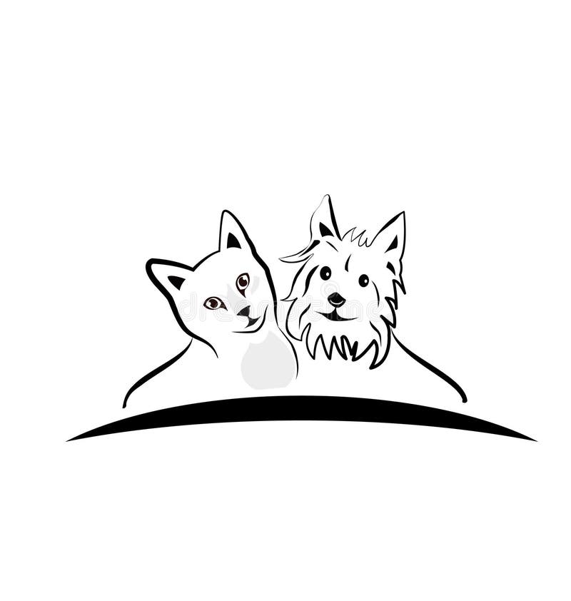 Insignia De Las Siluetas Del Gato Y Del Perro Ilustración Del Vector