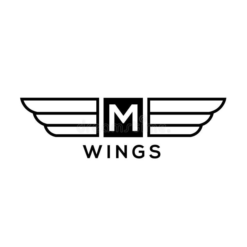Logotipo Del Vector De Las Alas Letra M Del Emblema De Las Alas ...