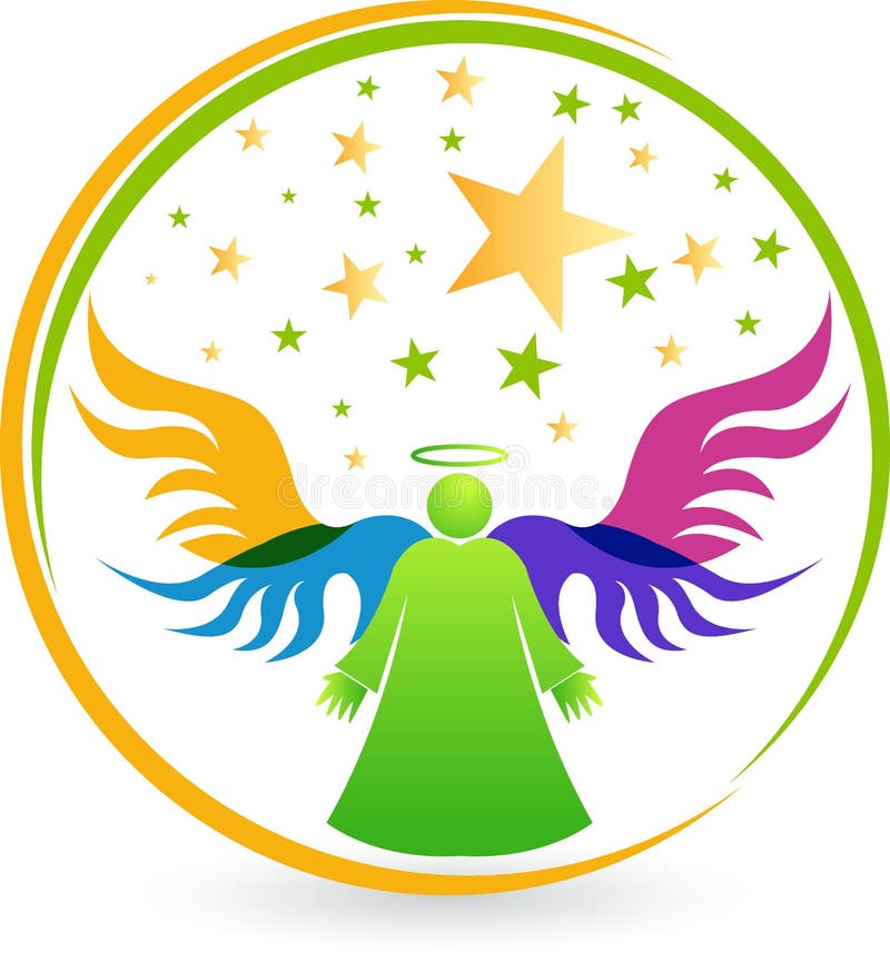 Logotipo redondo do anjo ilustração do vetor. Ilustração de céu - 40522234