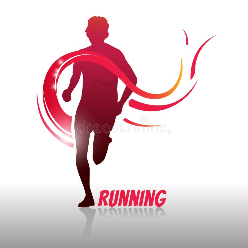 Logotipo Ou Etiqueta Running Da Maratona Corredor Com Fita Vermelha ...