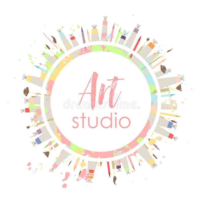 Logotipo O Letrero Multicolor Del Estudio Del Arte Ilustración del ...