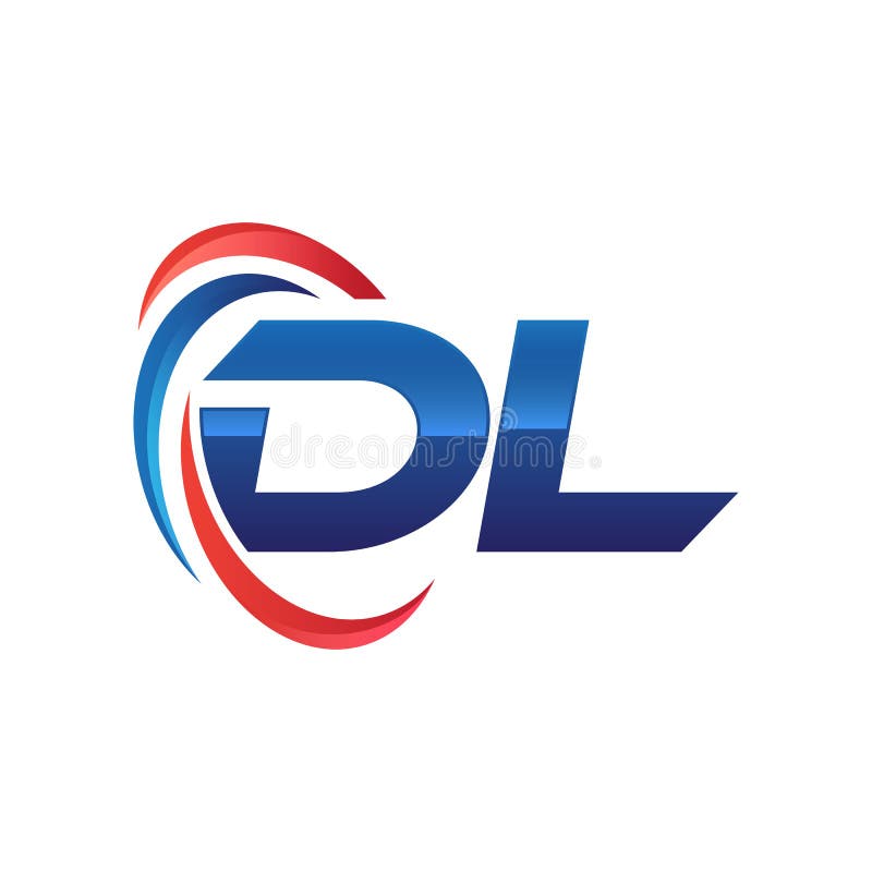 Logotipo Swoosh De La Letra Inicial Dl Rojo Y Azul Ilustración Del