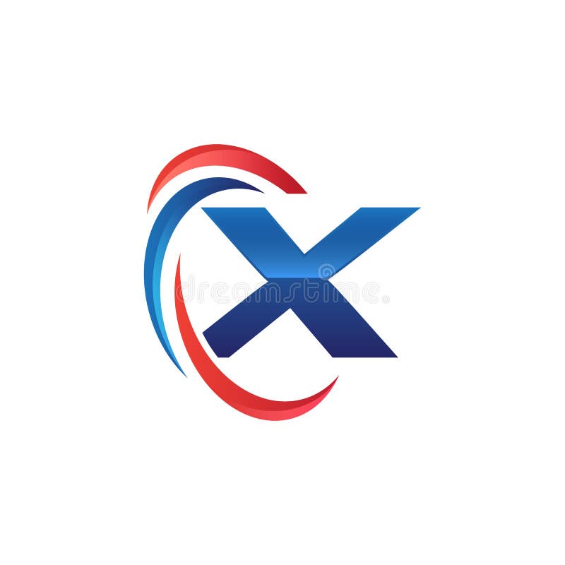 Logotipo Swoosh De La Letra Inicial X Rojo Y Azul Ilustración Del