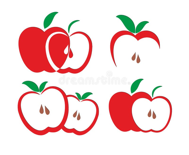Logotipos das maçãs ilustração do vetor. Ilustração de maduro - 57237522