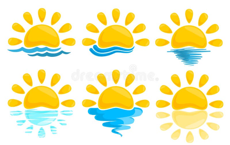 Logotipos De Sun Con El Mar Ilustración del Vector - Ilustración de ...
