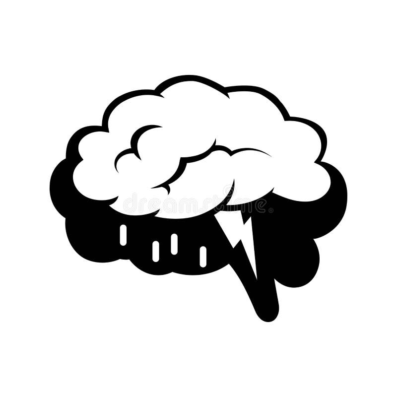 Logotype of Brain Silhouette and Rain Cloud Inside Stock Vector ...
